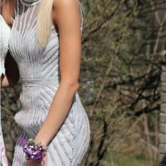 Milano Formals | Dresses | Milano Formals Silver Embellished Sequin ...
